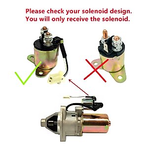 Starter Motor Solenoid W/ 2-Wire Plug for A-ipower SUA9000E SUA10000EC SUA12000E for Predator 7000/8750W 420cc for Generac GP6500E GP7500E GP8000E for All Power Gentron 10000W Generator W/Pigtail
