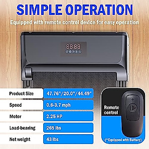 Icefox Under Desk Treadmill, 2.25HP Walking Pad Desk Treadmill for Home with LED Display and Remote Control, Desk Treadmill for Office Under Desk, 265 Lbs Capacity