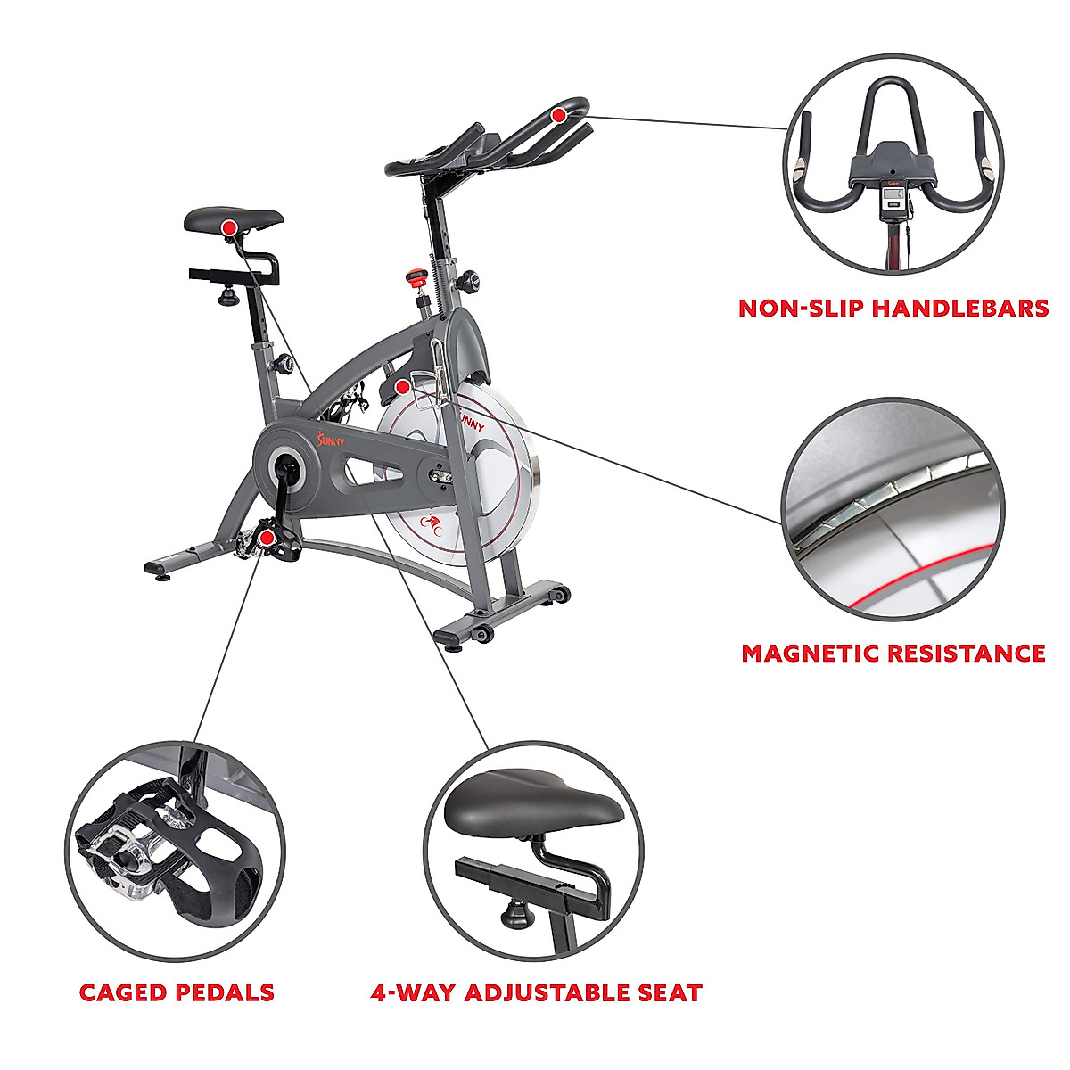 Sunny Health & Fitness Endurance Indoor Cycling Exercise Bike with Magnetic Resistance and Optional Exclusive SunnyFit® App and Smart Bluetooth Connectivity