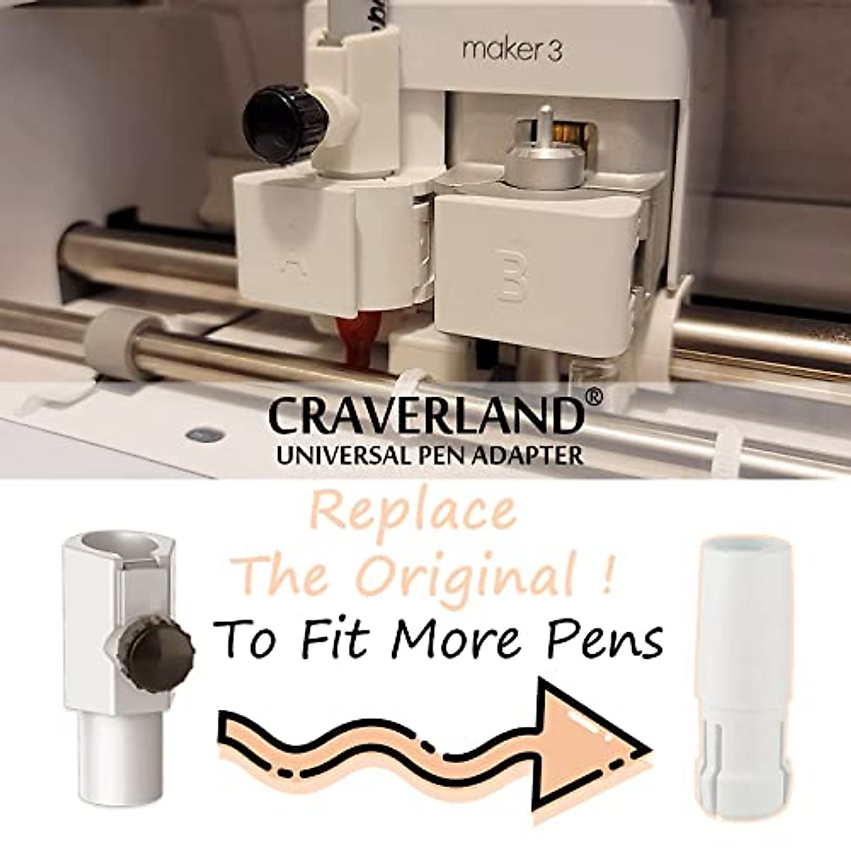 CRAVERLAND Universal Pen Adapter Set,Compatible with Cricut Maker 3/Maker,Explore Air 2/Air,Explore 3/Explore,Work with Sharpie,BIC,Crayola,Sakura and More Pens Less Than 0.5"