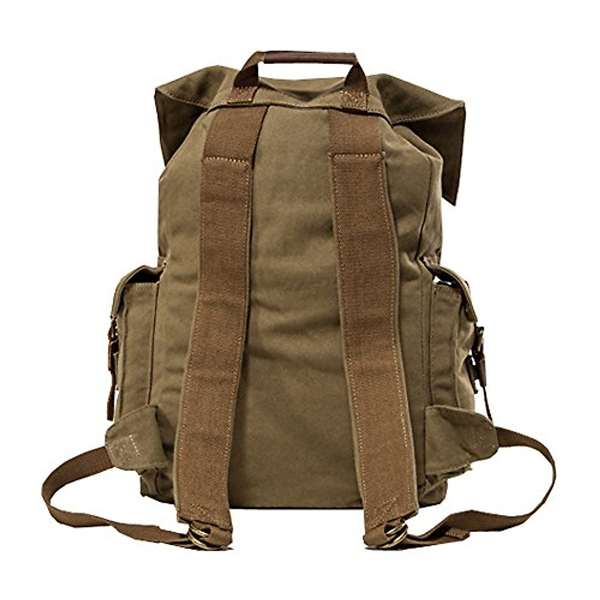 Jonon Vintage Canvas Backpack for MenLeather Rucksack Knapsack 17 inch Laptop Tote (Green)