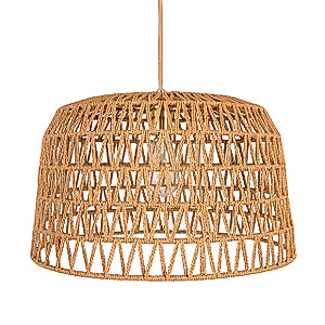 Creative Co-Op Open Weave Metal and Paper Rope Ceiling Light, Natural and Brushed Gold