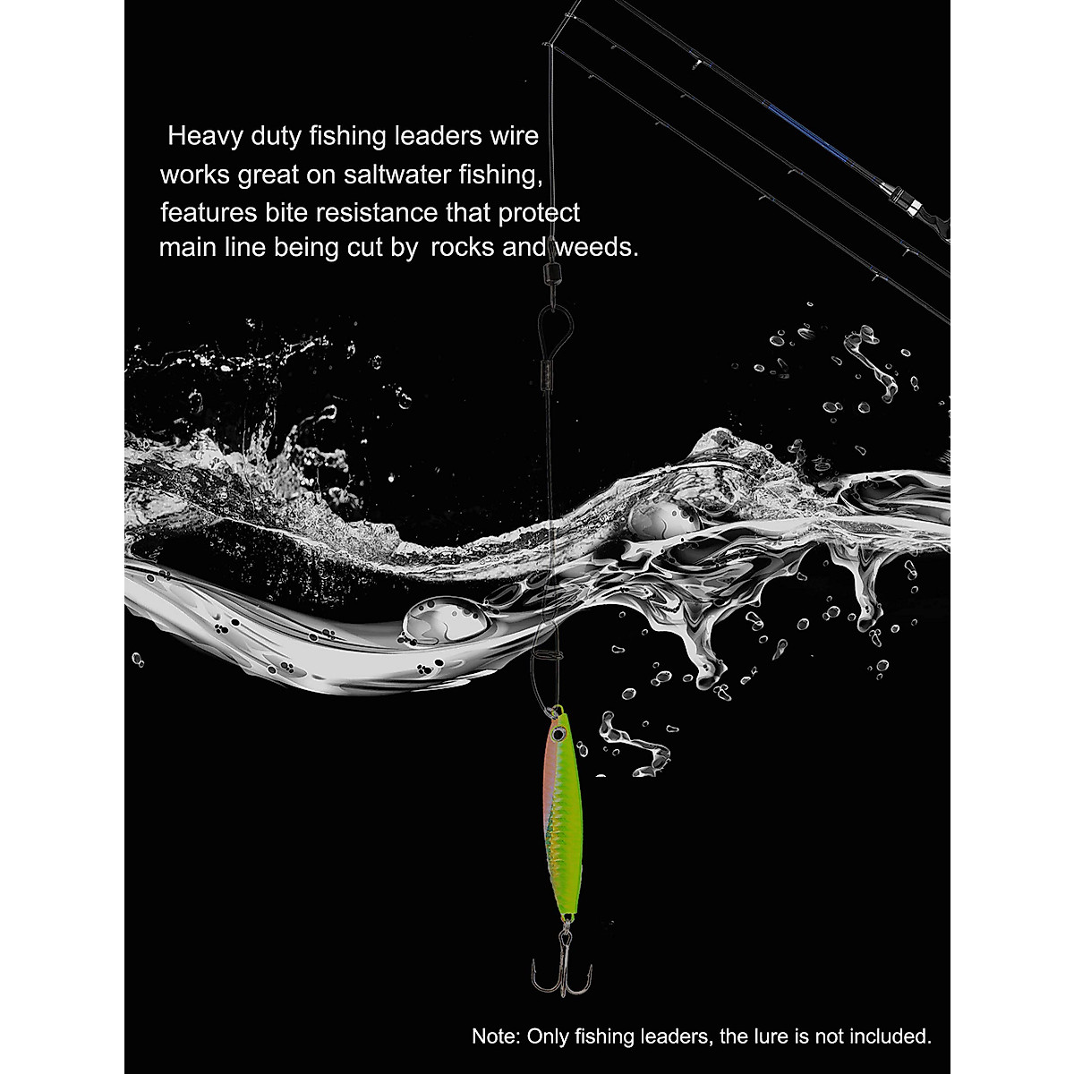 Facikono Fishing Leaders Line Steel Leaders Fishing Saltwater 125LB Fishing Leaders with Swivels and Snaps, 19.68in