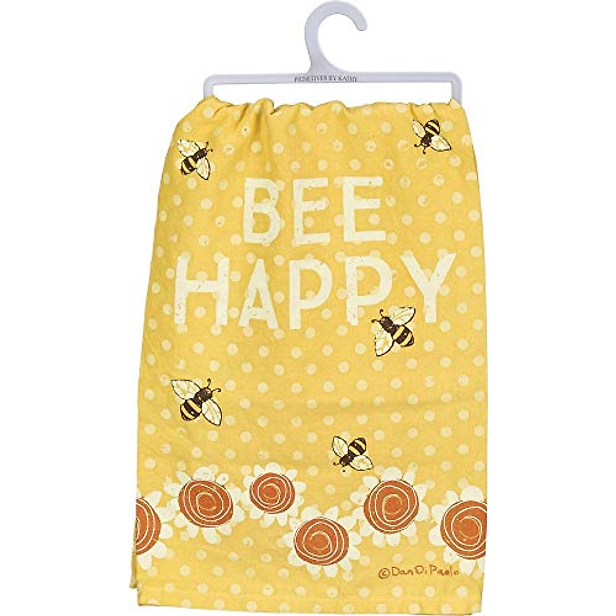 Primitives by Kathy 38310 Charming Kitchen Dish Towel, Bee Happy- Yellow
