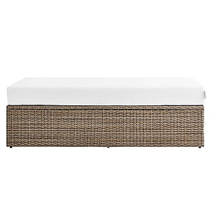 Modway Convene Outdoor Patio Outdoor Patio Rectangle Ottoman in Cappuccino White