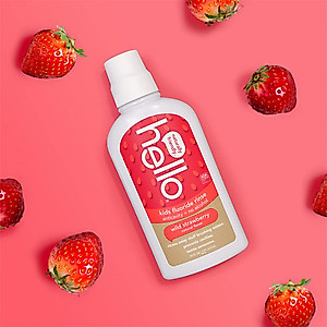 Hello Kids Wild Strawberry Natural Flavor Anticavity Fluoride Rinse - Vegan, Alcohol Free, and SLS Free Mouthwash for Children Age 2 and Up - 16 Ounce (Pack of 3)