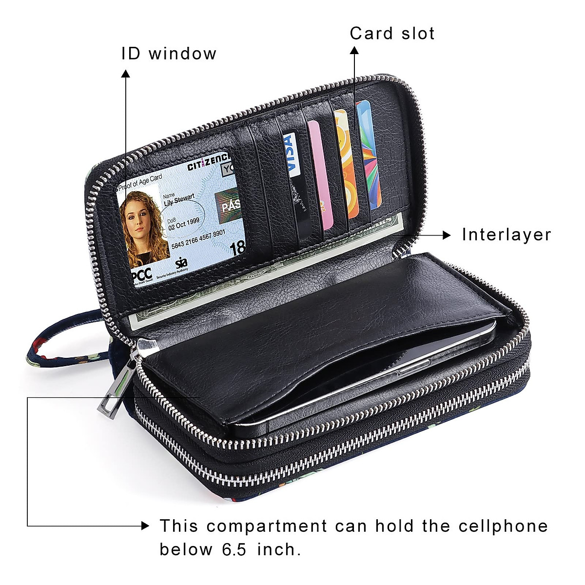 Abberry Double Zipper Wristlet Wallet Long Clutch Purse Cellphone Wallet for Women (Cherry)