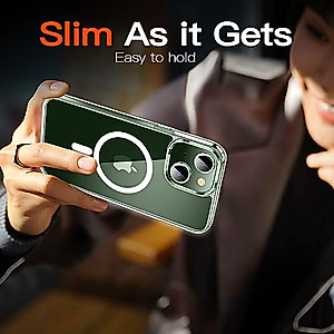 Redpepper Magnetic for iPhone 13 Mini case[Compatible with Magsafe][Tempered Screen Protector][Non-Yellowing] Slim Shockproof for iPhone 13 Mini Phone case Cover 5.4 Inch-Clear