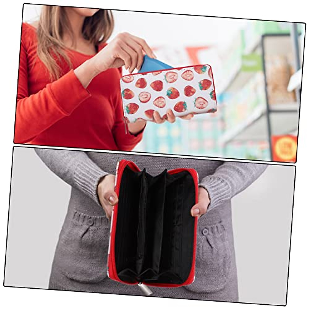 Cabilock 2pcs wallet purses strawberry kawaii girls gifts red purse girls purse mini purse girl gifts plant accessories leather long purse women purse bags Ornament Miss