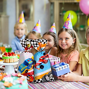 Spiareal 100 Pcs Race Car Party Treat Bags Cellophane Bags Race Car Gift Treat Bag Goodie Candy Bags with Ties Boys Race Car 1 Count (Pack of 100)