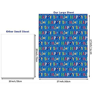 BOLIANNE Birthday Wrapping Paper - Gift Wrapping Paper for Boys Girls Kids Men Women with Happy Birthday, Cakes, 6 Large Sheets Gift Wrap for Baby Shower, Folded Flat, 27 X 37 Inch