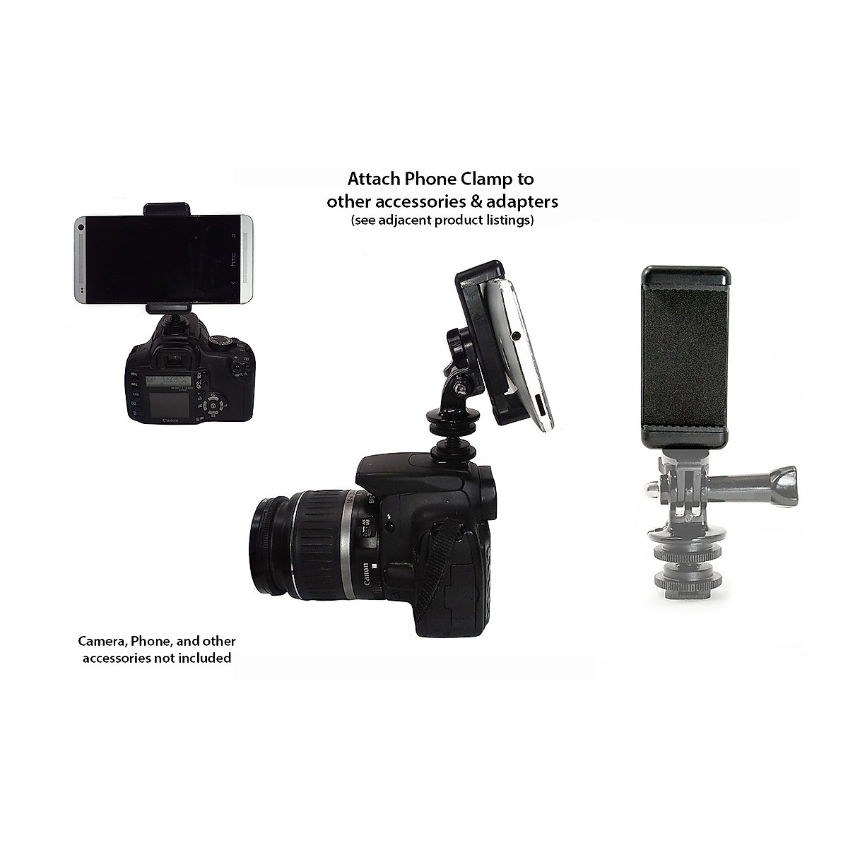 OCTO MOUNTS - 2 Pack Universal Smartphone Holder Set for Mounting Any Phone. Has Camera Screw (1/4-Inch 20), Easily Connect Your Cell Phone to GoPro Assessories, Tripods, Poles, Hand Grip, Etc.