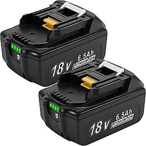 HUSUE 2 Pack 18V 6.5Ah Replacement Battery for Makita 18V Battery, Li-Ion Battery Replace for Makita 18V Battery BL1815 BL1820 BL1825 BL1830 BL1835, Compatible with Makita 18V Cordless Power Tools
