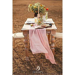 DOLOPL Pink Cheesecloth Table Runner 10FT Boho Gauze Table Runner 120inch Long Sheer Cheese Cloth Table Runner for Rustic Baby Shower Bridal Wedding Birthday Decorations