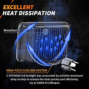 Z-OFFROAD 4pcs 60W 4x6 Inch LED Headlights DOT Approved Rectangular H4651 H4652 H4656 H4666 H6545 Headlight Replacement Compatible with Kenworth Freightliner Peterbilt Oldsmobile Cutlass – Black