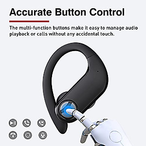 TRANYA X1 Wireless Earbuds Bluetooth Headphones 66Hrs Playtime with Wireless Charging Case & LED Display, Over-Ear Waterproof Earphones with Earhook, Headset with 4-Mic for Sports Workout Black