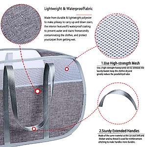 Pop-Up Laundry Basket，collapsible Mesh Laundry Hamper– With Extended Shoulder Straps, Sturdy Handles, and Premium Cationic Fabric (gray)…