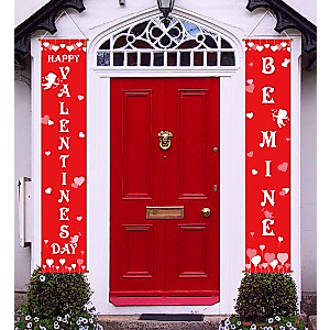 Valentine’s Day Banner Decorations -V-Day Porch Sign Door House Party Decor Supplies