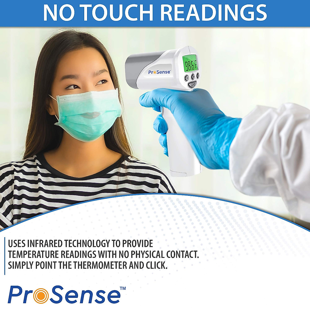 Pac-Dent ProSense Non-Contact Infrared Thermometer for Adults and Kids, Body + Object Surface Temperatures with No Touch