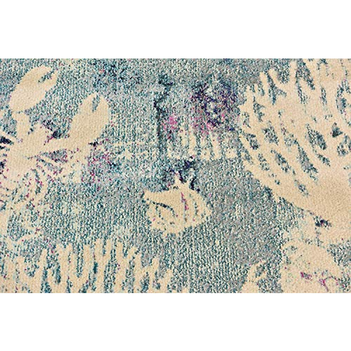 Unique Loom Positano Collection Coastal Modern Coral Lobster Shells Light Blue Area Rug (4' x 6')