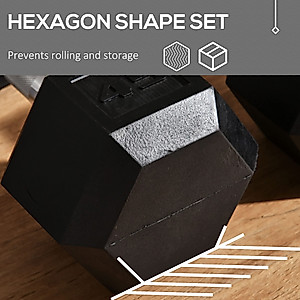 Soozier 2 x 45lbs Hex Dumbbell Set of 2, Rubber Weights Exercise Fitness Dumbbell with Non-Slip Handles, Anti-roll, for Women or Men Home Gym Workout