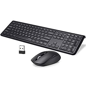 Silent Keyboard and Mouse Wireless Combo, TopMate 2.4G Super Quiet Slim Keyboard Mice Set with Calculator Button, Mute Mouse and Noiseless Keyboard with AA(A) Batteries, for PC/Laptop/Windows