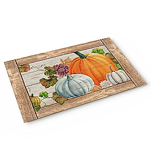 Thanksgiving Pumpkin Door Mat Fall Decor Maple Leaves Floor Mats for Bedroom Decor Seasonal Fall Harvest Rugs for Living Room, Absorbent Non-Slip Bathroom Rugs, Home Decor Kitchen Mat Area Rug 18x30in