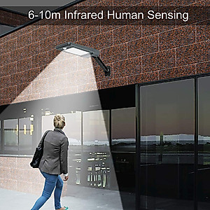 Xunata Solar LED Gutter Lights with 60 LEDs 1700LM, Remote Control Dimmable Adjustable Angle Wireless Motion Sensor Big Battery 3 Lighting Modes for Home Yard Garage Garden Park Farm (White)