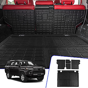 Rongtaod Cargo Mat Compatible with 2010-2024 Toyota 4Runner 5 Seats Trunk Mat Cargo Liner Back Seat Cover Protector 2023 Toyota 4 Runner Accessories (Trunk Mat+Backrest Mats,Fit without Sliding Tray)