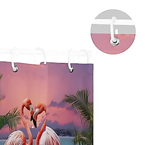 WELLDAY Shower Curtain Flamingos Bathroom Decor Waterproof Fabric with Hooks 60x72 Inch