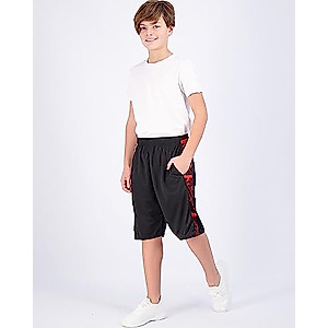 5 Pack: Big Boys Girls Youth Clothing Knit Mesh Active Athletic Performance Basketball Soccer Lacrosse Tennis Exercise Summer Gym Golf Running Teen Running Shorts Quick Dry Fit Knit- Set 12, S (8)