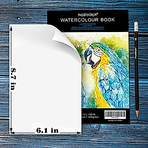 MUJINHUA Watercolor Paper, White, 140 lb, 6.1X8.7", 20 Sheets, Cold-Pressed, Acid-Free, Ideal for Watercolor Painting and Wet Media, Textured Paper Great and Sketchbook, Ideal for Kid, Beginners