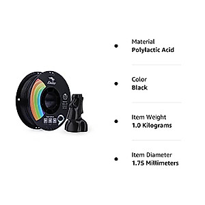 Official Creality Upgrade Ender 3D Printer Filament, Black PLA+ Filament 1.75mm, 1kg Spool (2.2lbs), Accuracy +/- 0.02mm, 3D Printing Filament, Strong Toughness, Vacuum Packaging, Environment Friendly
