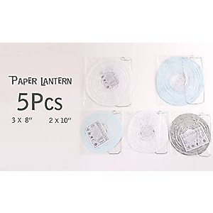 luckylibra Baby Shower Decorations For Boy, B-O-Y Transparent Balloon Boxes & Latex Balloons & It is a Boy Banners & Elephant Garland & Paper Lantern & Paper Flower Pom Poms （Grey Blue White ）