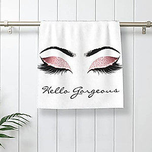 Soft Absorbent Hand Towel Gorgeous Eyelashes Bathroom Decor Multipurpose Fingertip Towels for Guests, Hand, Face, Gym and Spa, Yoga All Season-27.5 x 16 inches