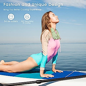 zelaxy Portable Neck Fan, 4000mAh Battery Rechargeable Wearable Personal Hands Free Fan, Bladeless Cooling Fan with Neck Adjustable Design, 3 Wind Speed for Outdoor, Camping (Mint Green)