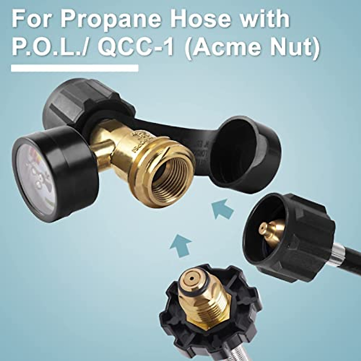SHINESTAR 5FT Propane Adapter Hose, Comes with an Upgraded Propane Tank Gauge for 5-40lb Propane Tank