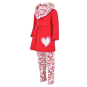 Unique Baby Girls Valentines Day Red & Pink Hearts Toddler Legging Set Outfit (10 Years, Red)