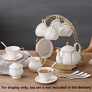 fanquare Mug Holder, Golden Coffee Mug Rack, Metal Cup Holder Stand, Coffee Mug Drainer with 6 Mug Hooks, Storage Drying Rack for Counter