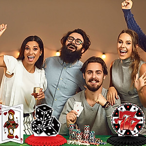 12 Pieces Casino Party Decorations Casino Table Centerpieces Casino Honeycomb Centerpieces Poker Party Decorations Casino Table Toppers Poker Table Centerpieces for Casino Poker Party Supplies