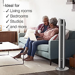 Lasko Portable Electric 48" Oscillating Tower Fan with Fresh Air Ionizer, Timer and Remote Control for Indoor, Bedroom and Home Office Use, Gray T48310
