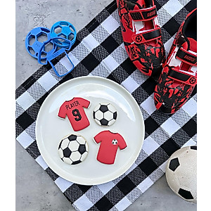 SOCCER BALL COOKIE CUTTERS WITH JERSEY American Soccer Football Sport Small Large Balls With Jersey Uniform T-Shirt Made In USA Cookie Cutters (3 Pack)