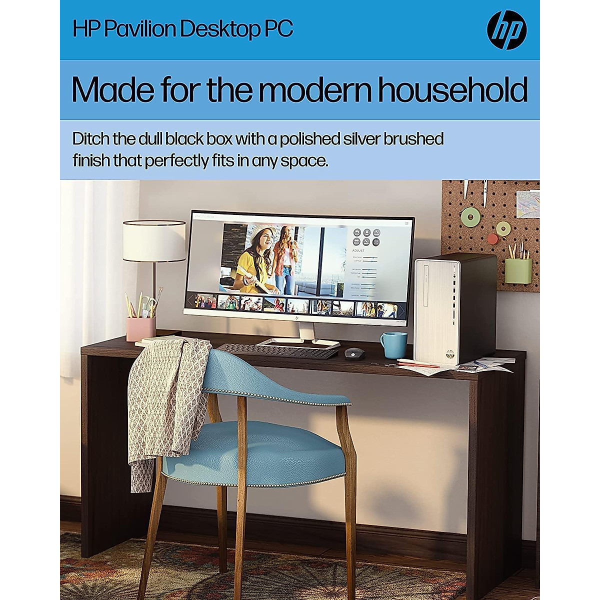 HP 2023 Newest Pavilion Desktop PC, AMD Ryzen 7 5700G (8 cores), 32GB RAM, 2TB SSD, 2TB HDD, AMD Radeon Graphics, Wi-Fi, Bluetooth, Keyboard and Mouse Combo, 9 USB Ports, Windows 11, Silver