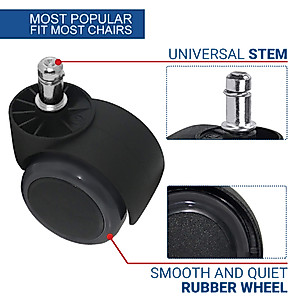 Guildrey Office Chair Caster Wheels, 7/16” (11mm) Stem Diameter, Protecting Floor Rubber, Standard Stem, Easy Install for Replacement, Set of 5