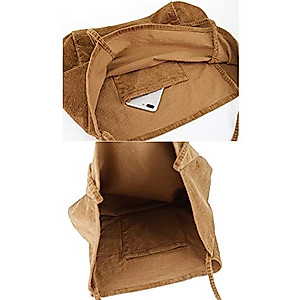 Ulisty Women Large Corduroy Tote Bag Retro Shoulder Bag Casual Shopping Bag Fashion Handbag apricot