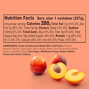 Noosa, Yoghurt Peach, 8 Ounce, Probiotic, Whole Milk Yogurt, Real Peaches, No Artificial Ingredients, Gluten Free