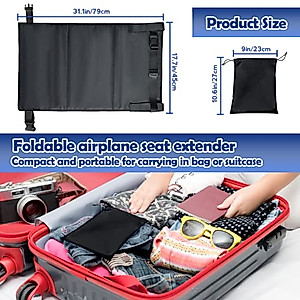 Mity rain Airplane Seat Extender for Kids, Portable Footrest, Baby Airplane Bed with Side Pockets, Flying Travel Essentials with Extended Area 11×4.7 in for Leg Rest & Lie Down（Black）