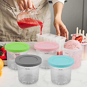 Ice Cream Pints Cup 4pcs Creami Pint Containers with Ice Cream Spoon Pint Containers Compatible fit ninj-a creami containers, creami pints for N C301 N C300 N C299AMZ Series(as shown)