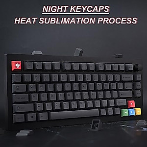GEKUCAP 128 Keys Dark Grey Keycaps, Cherrr Profile PBT Customized Keycaps Set, Dye Sublimation Black and Grey Keycaps Fit for Any Cherry Mx Switches Gaming Mechanical Keyboard