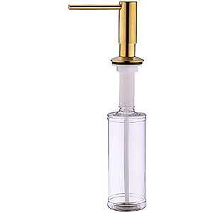 Gold Kitchen Soap Dispenser,Sold Brass Gold Soap Dispenser for Kitchen Sink,Commercial Liquid Dish Dispensers,Built in Kitchen Sink Soap Dispenser,Brushed Gold Lotion Dispenser